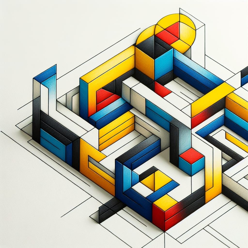 Abstract Geometry - Realistic Geometric Abstract Art in Bold...