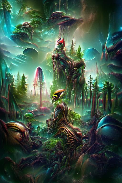 Alien forest on planet Jupiter by Dan LuVisi and Vincent di Fate ...