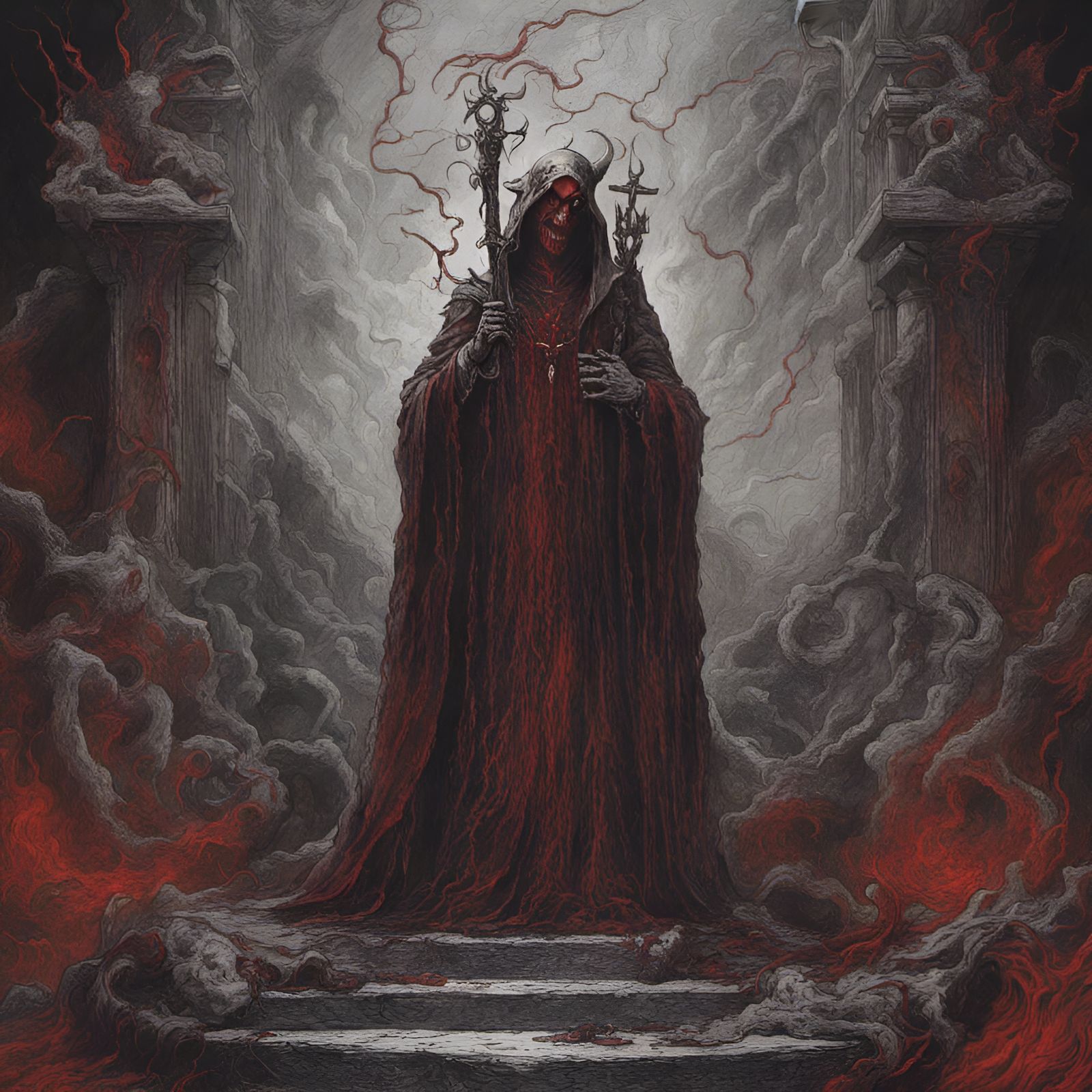 The dead hate satanic evil Christian demon pope mystic red mist Gates ...