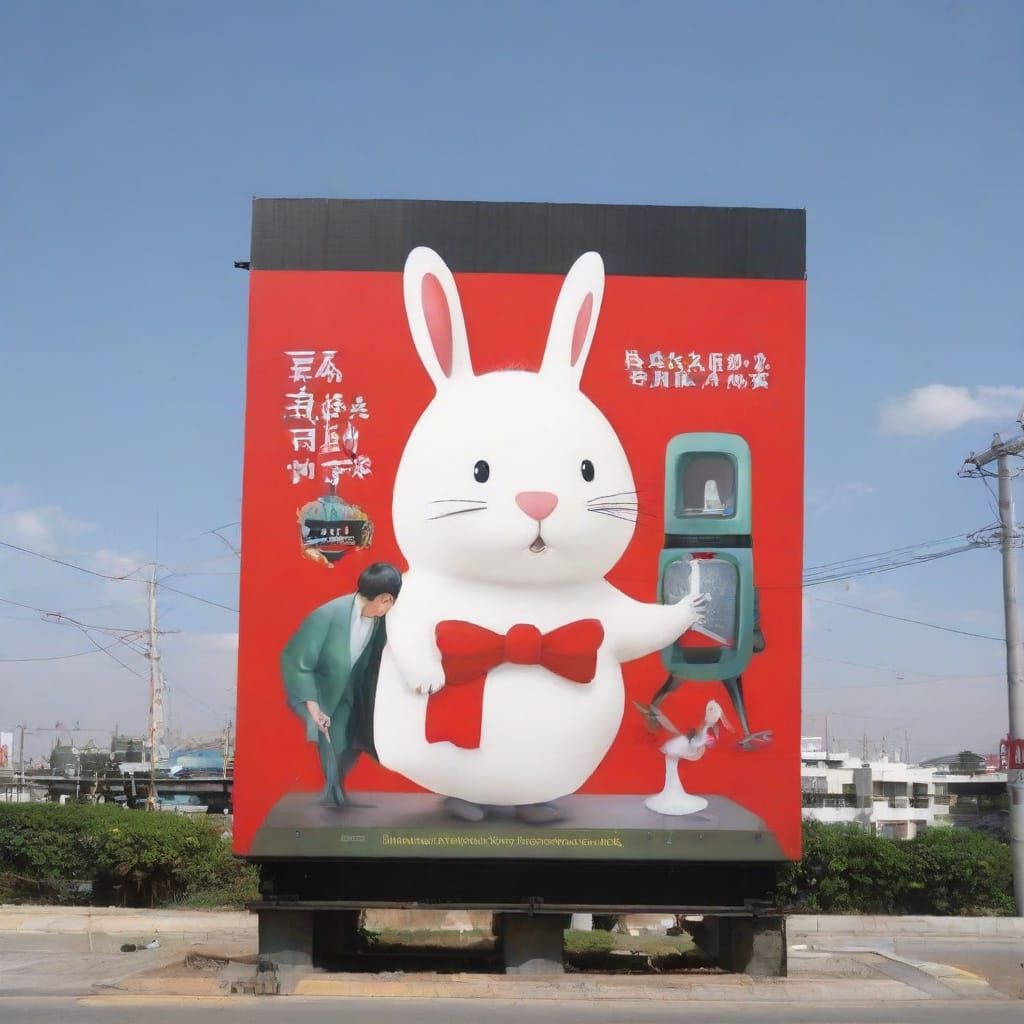 Surreal Vampire Billboard in Playful Art Style - AI Art