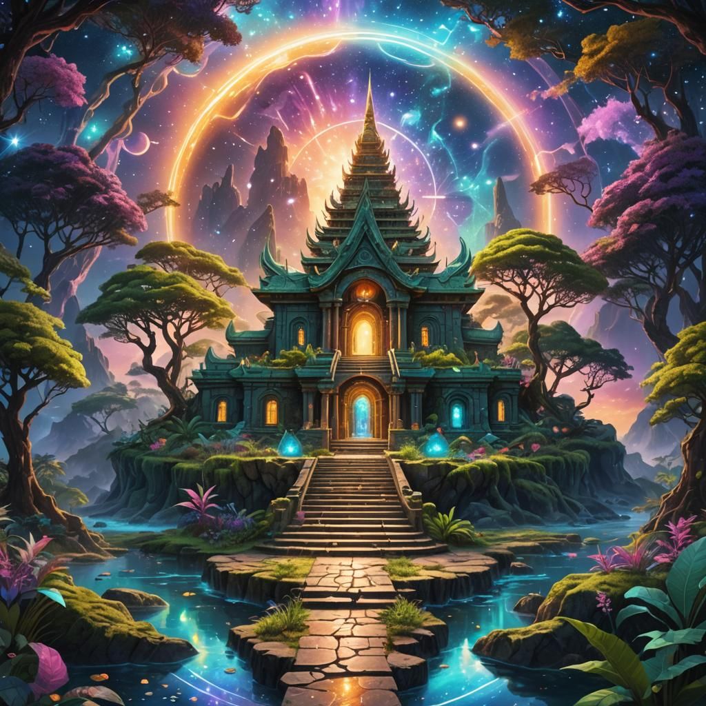 An ancient, holy fae healing temple on an island - AI Generated Artwork ...