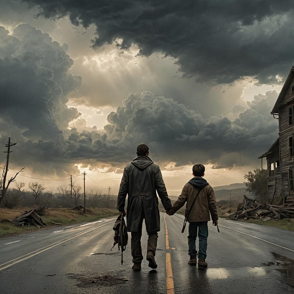 Father and boy. Inspired by the novel "The Road " from Cormac Mccarthy ...