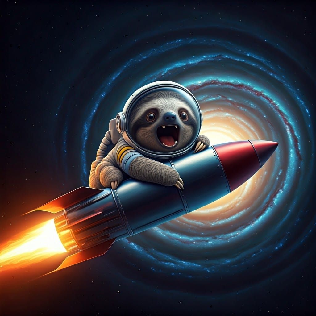 Astronaut Sloth in Terror Ride Through Galaxy in C... - AI Art