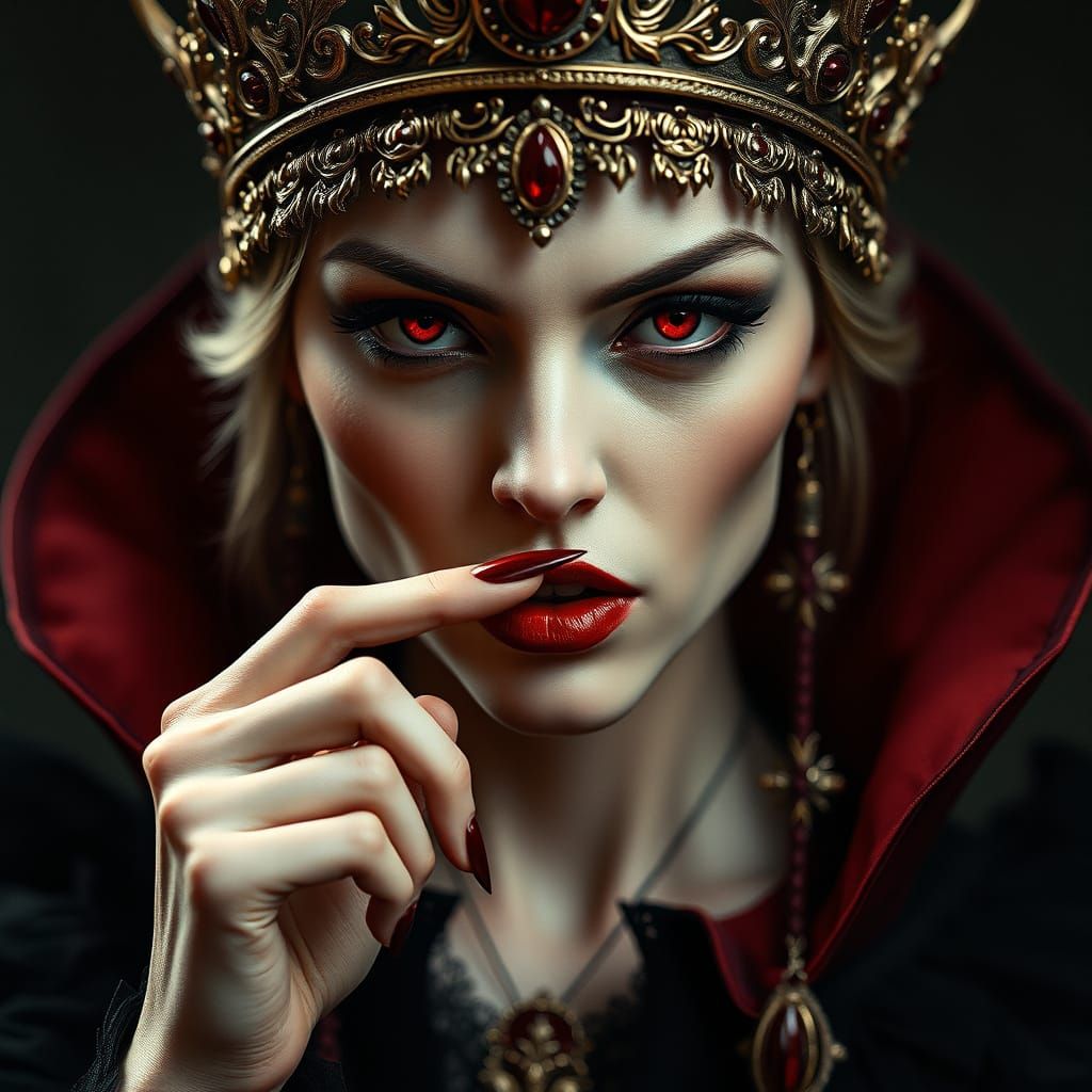 Ethereal Vampire Queen Reigns Supreme in Dark, Cin... - AI Art
