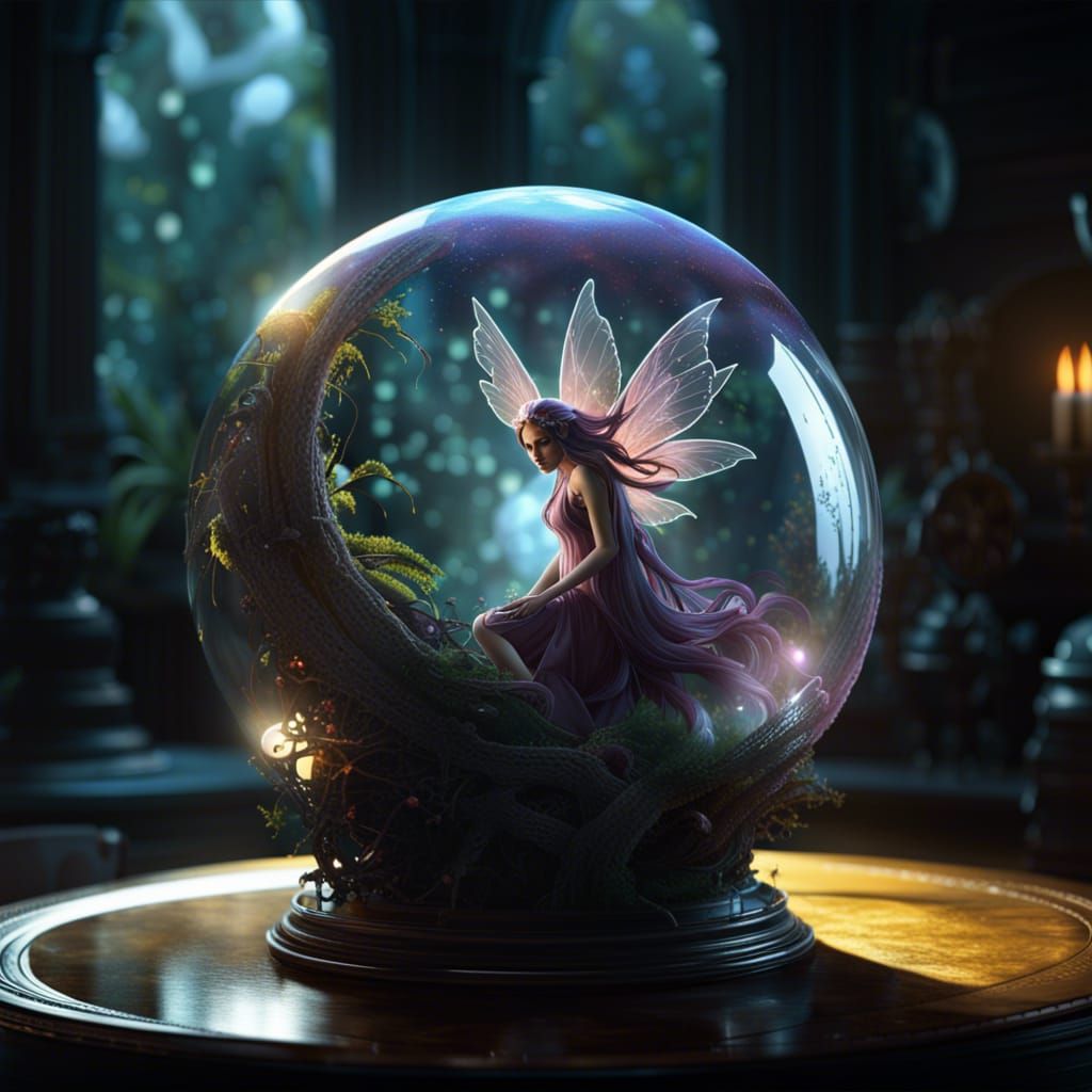fairy trapped inside glass sphere - AI Generated Artwork - NightCafe ...