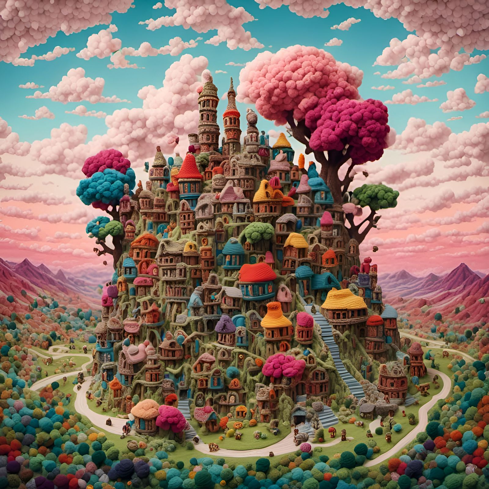 Yarn City 3 - AI Generated Artwork - NightCafe Creator