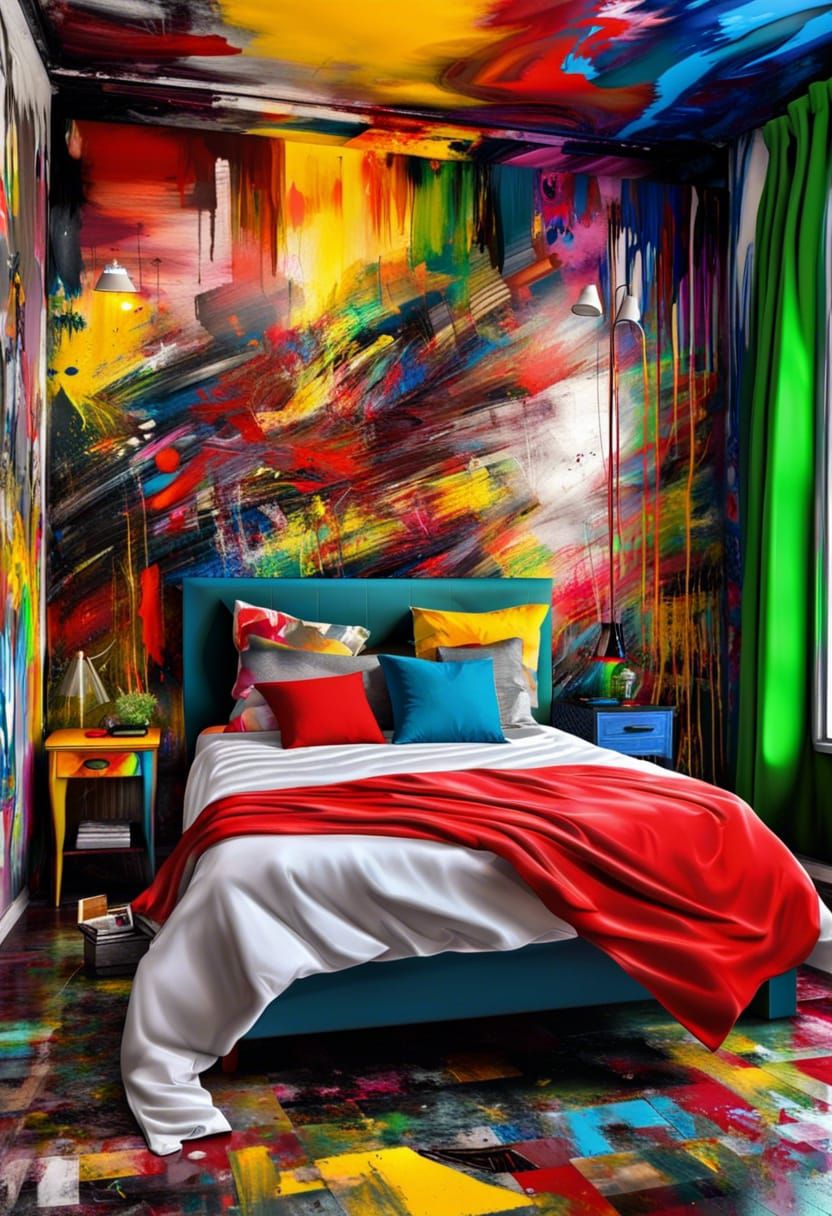 Abstract Bedroom Inspired by Gerhard Richter - AI Generated Artwork ...