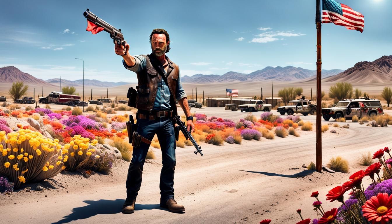 Rick Grimes (The Walking Dead) with a 357 magnum phiton gun shoots a ...