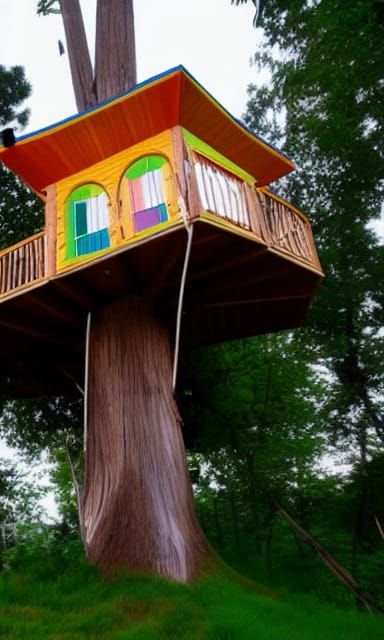 Unicorn Rainbow Treehouse - AI Generated Artwork - NightCafe Creator