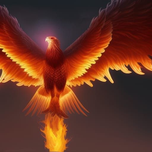 The head of the phoenix is simliar to a falcon. It rises from the ashes ...