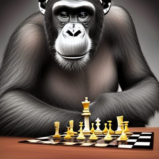 Chimpanzee plays chess - AI Generated Artwork - NightCafe Creator