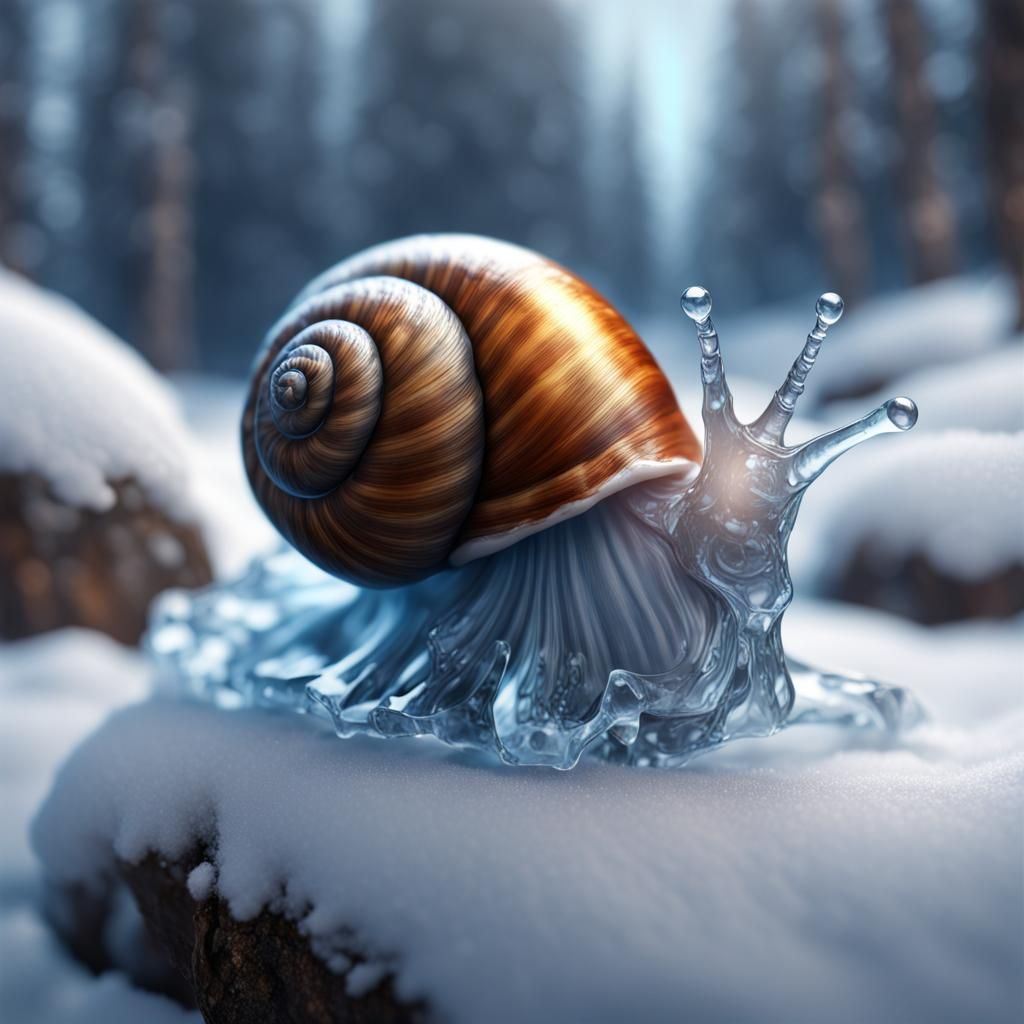 Snail shell made of ice And snow - AI Generated Artwork - NightCafe Creator