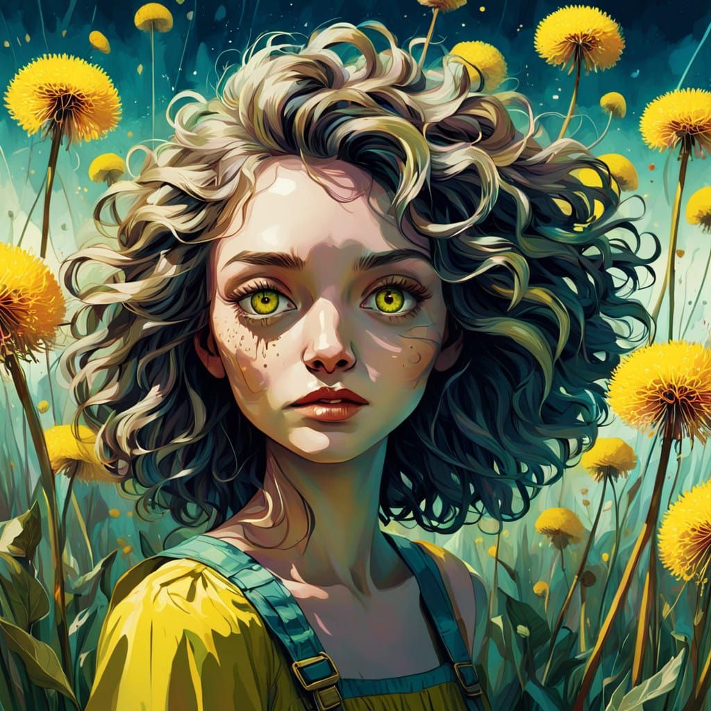 Hyper Realistic Girl Among Delicate Dandelions in ... - AI Art