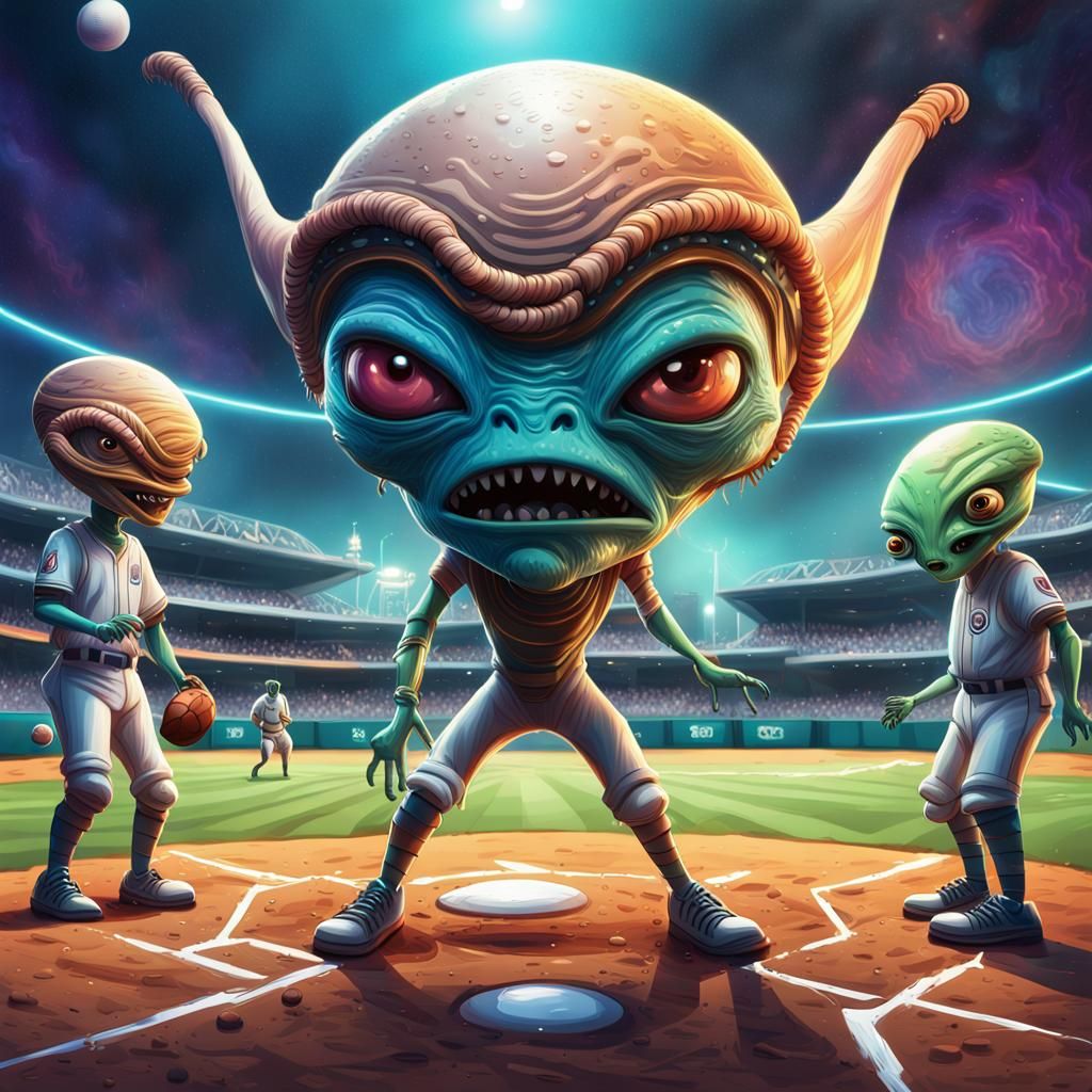 an intergalactic baseball game featuring a team of aliens from various ...