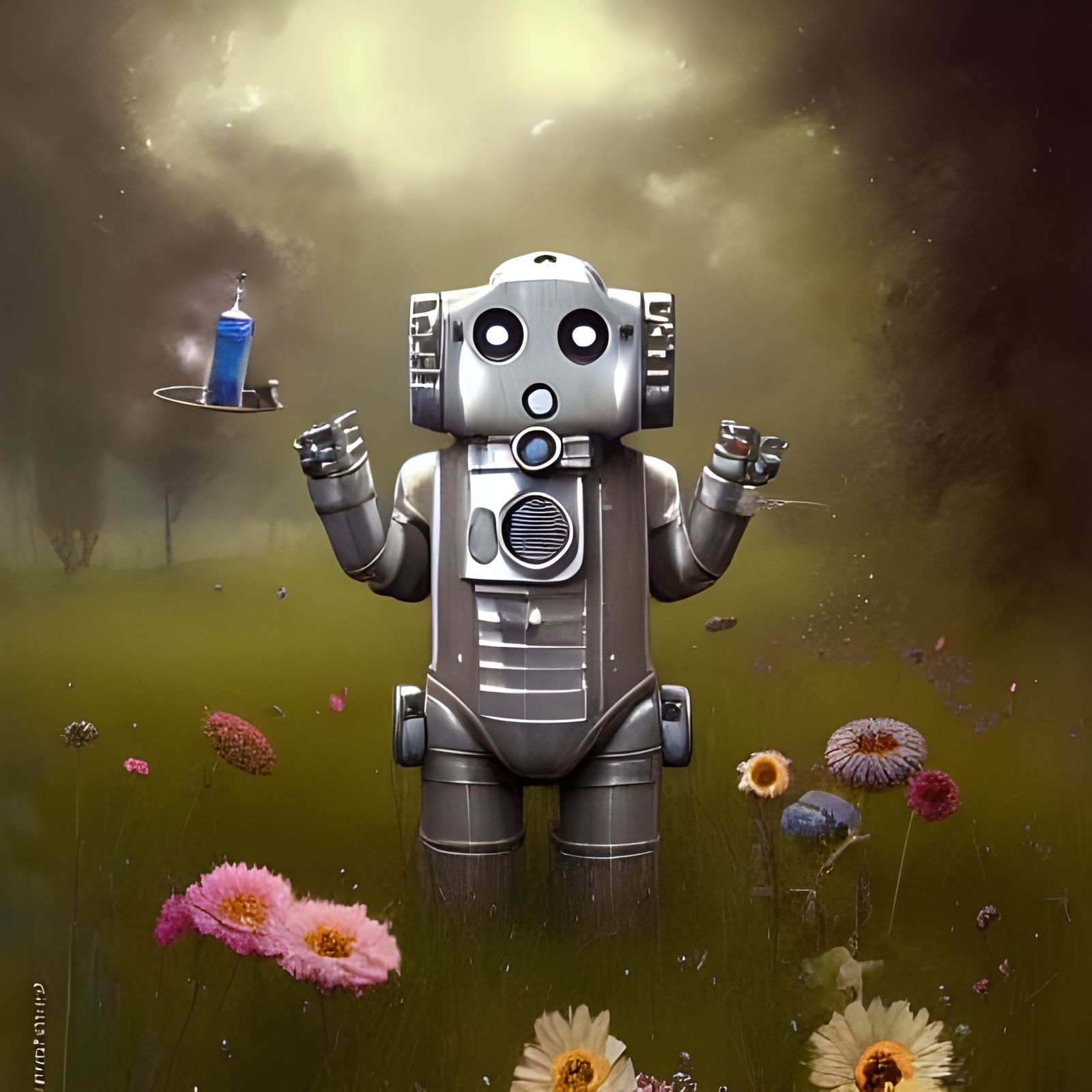 The Cyberman comes to the hamlet - AI Generated Artwork - NightCafe Creator