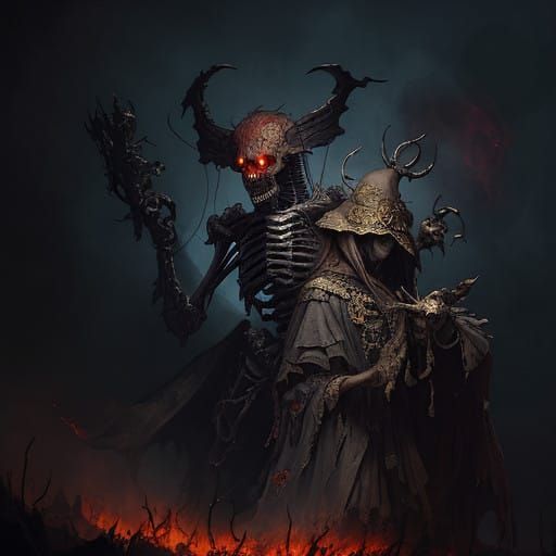 Elegant Skeleton Dances with Haunting Reverence in... - AI Art