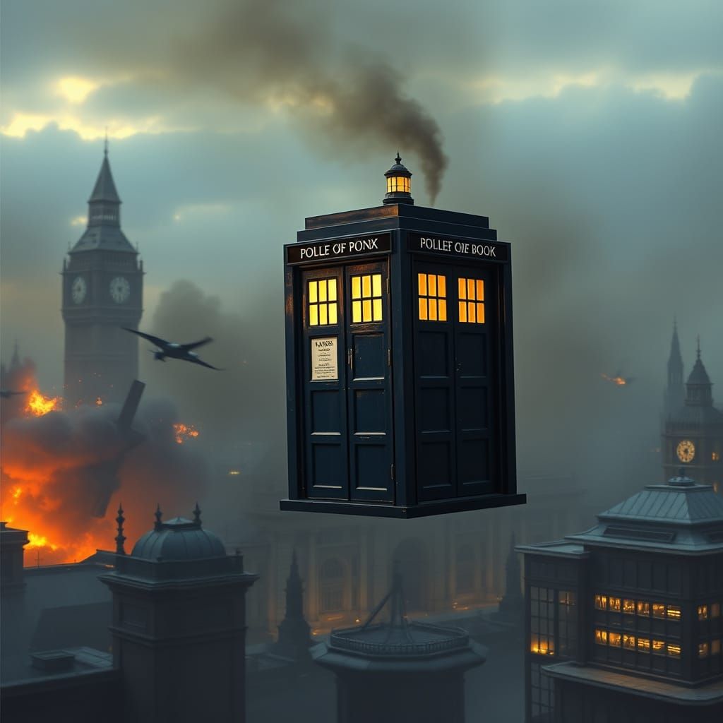 Tardis flying up London - Time Machine Soars Above Wartime L...