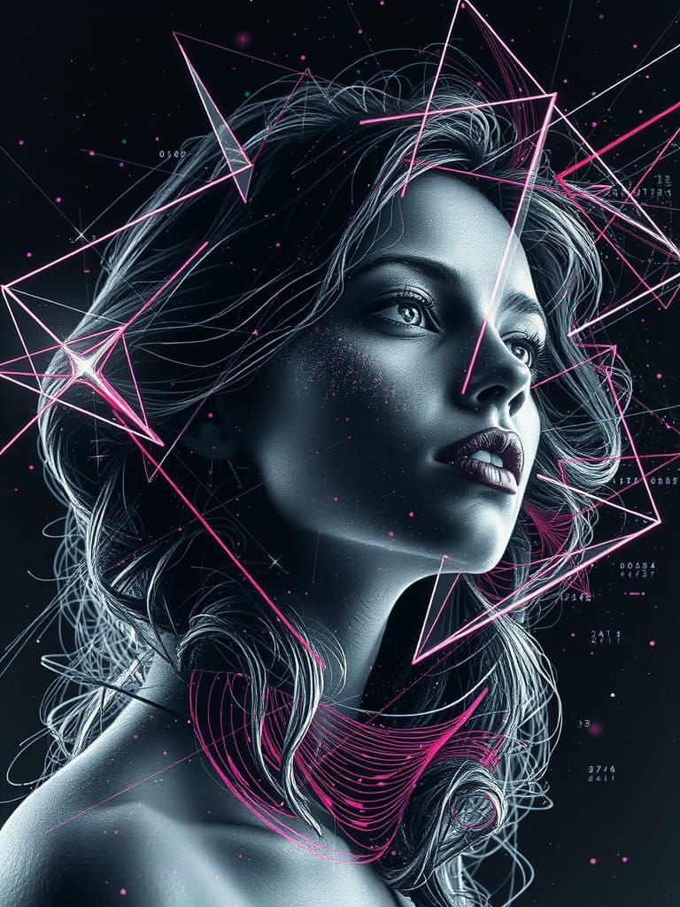 Lady Mathematica - Fractured Beauty: Cyberpunk Goddess of Ma...
