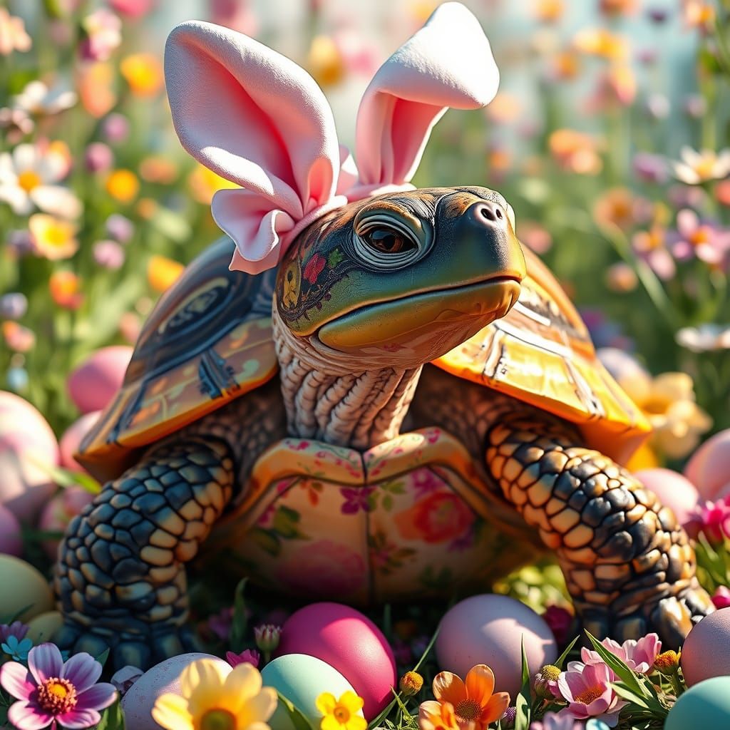 Turtle (with beautiful Easter outfit & fake bunny ears headband) in an ...