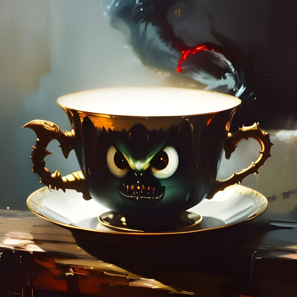 Demon on a Teacup - AI Generated Artwork - NightCafe Creator