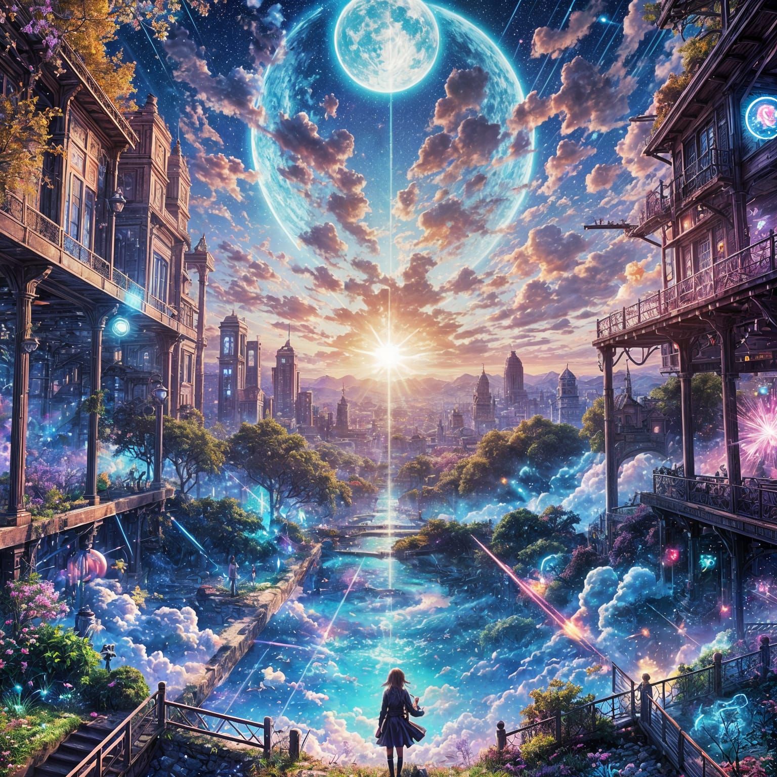 Anime Astral Realm in Cyberpunk Futurism - AI Art