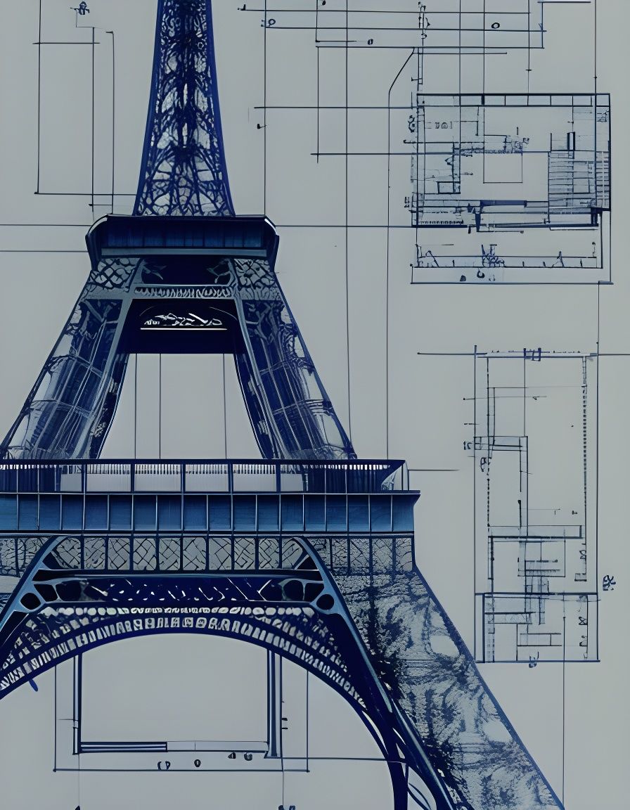 Realistic blueprints for the Eiffel Tower - AI Generated Artwork ...