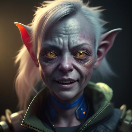 Cyberpunk Goblin Portrait in Vibrant Triadic Color... - AI Art