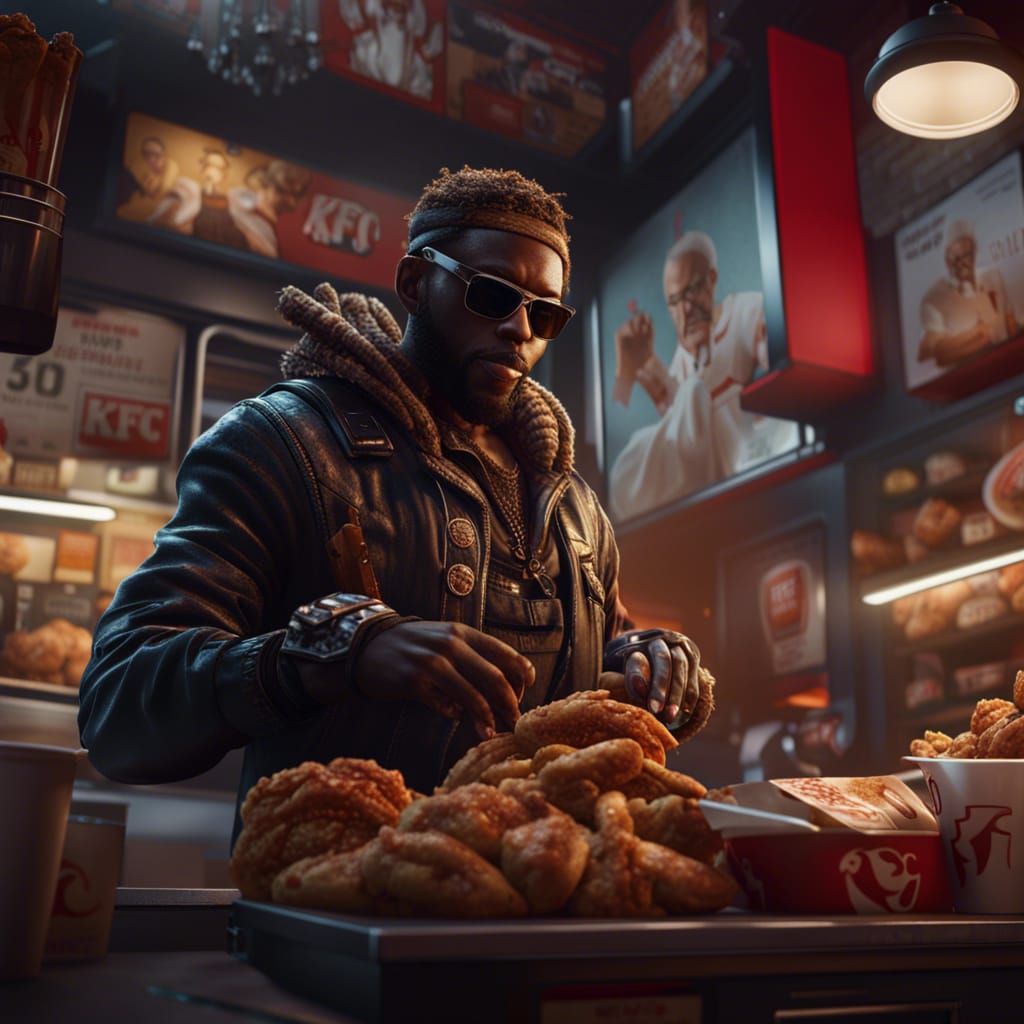 black guy robbing kfc - AI Generated Artwork - NightCafe Creator
