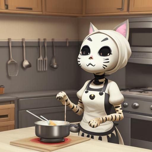 kitty (who is a bit mummy) cooking - AI Generated Artwork - NightCafe ...