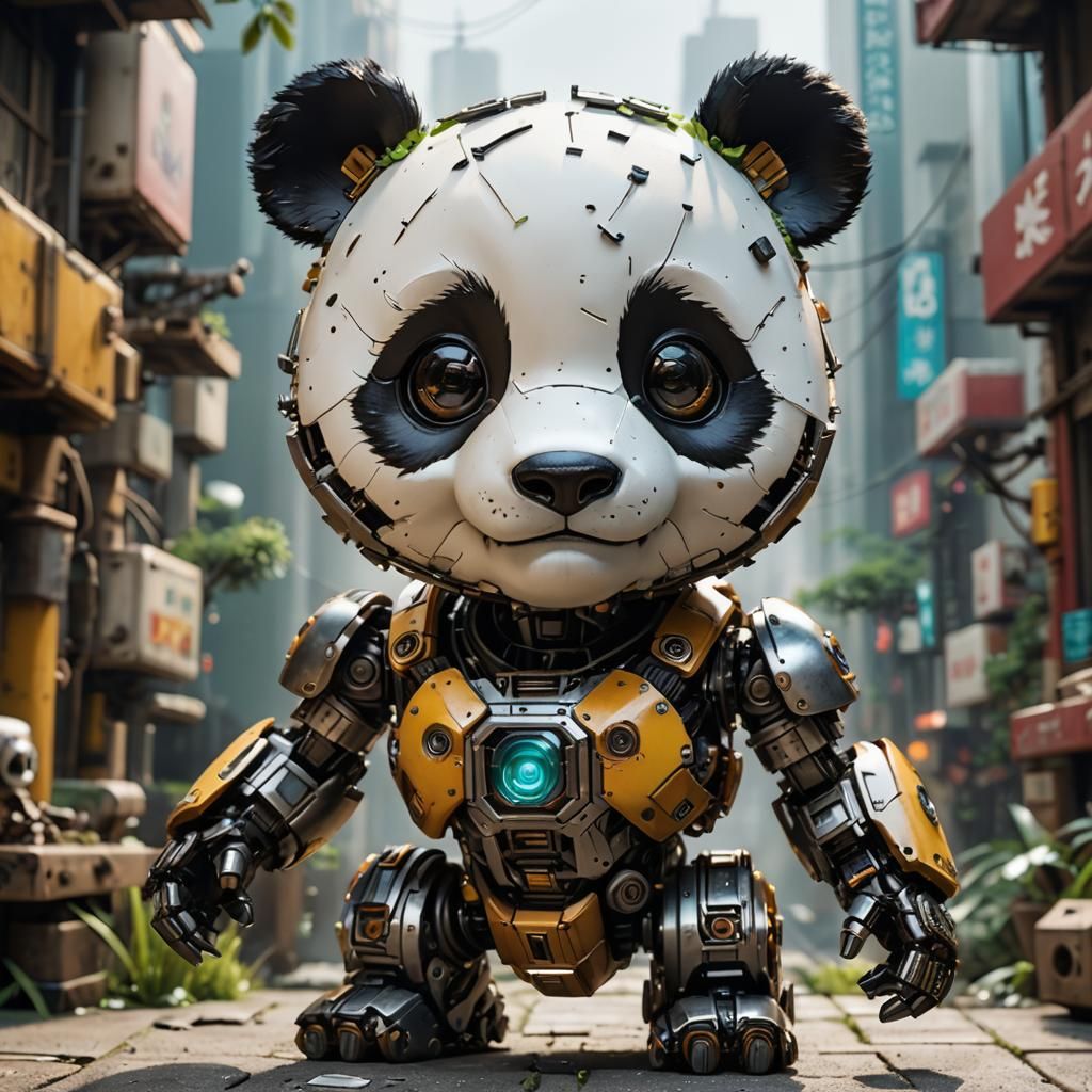 Cute panda robot - AI Generated Artwork - NightCafe Creator