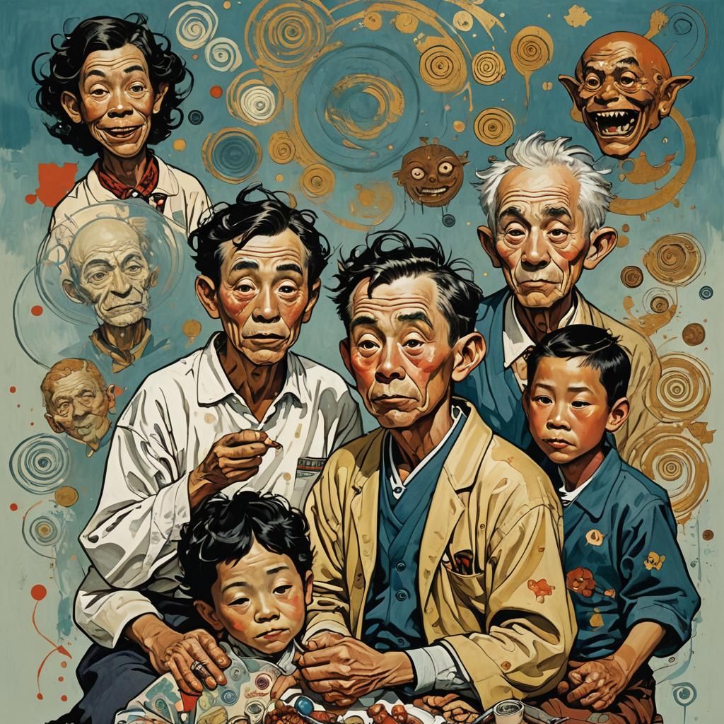 amused Yokai Norman Rockwell style - AI Generated Artwork - NightCafe Creator