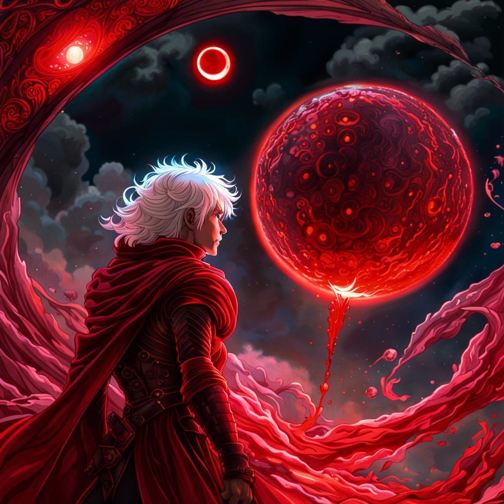 Griffith under red eclipse - AI Generated Artwork - NightCafe Creator