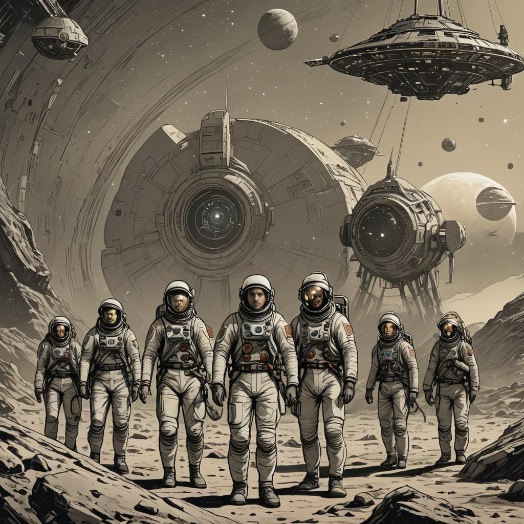 A group of space explorers becomes stranded - AI Generated Artwork - NightCafe Creator