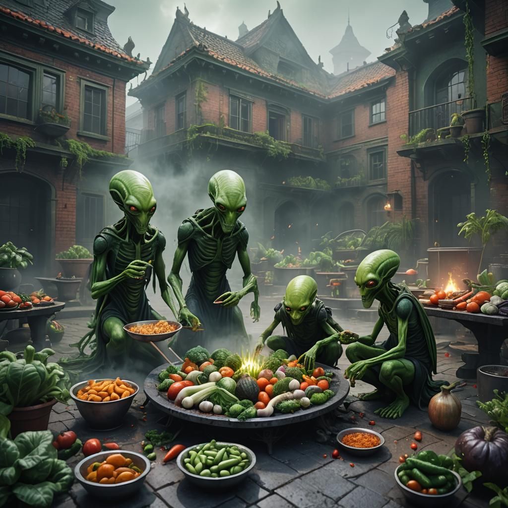 Dinner time with the Alien family - AI Generated Artwork - NightCafe ...