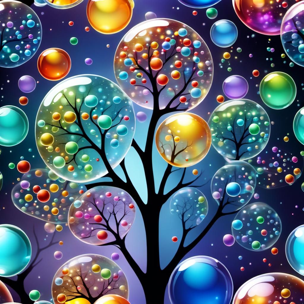 Multi-colored bubbles in a glass tree - AI Generated Artwork ...