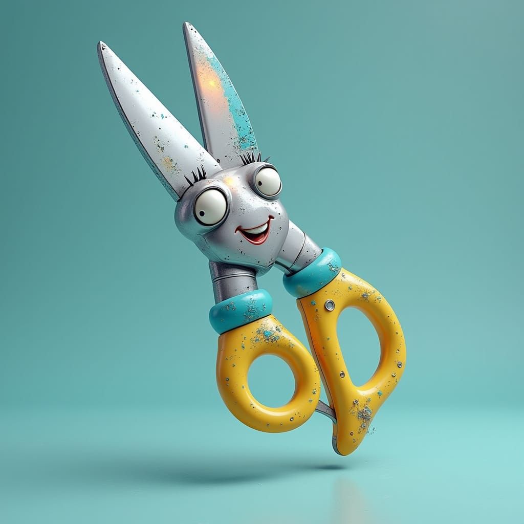 Futuristic Scissors with Shiny Metallic Body and B... - AI Art