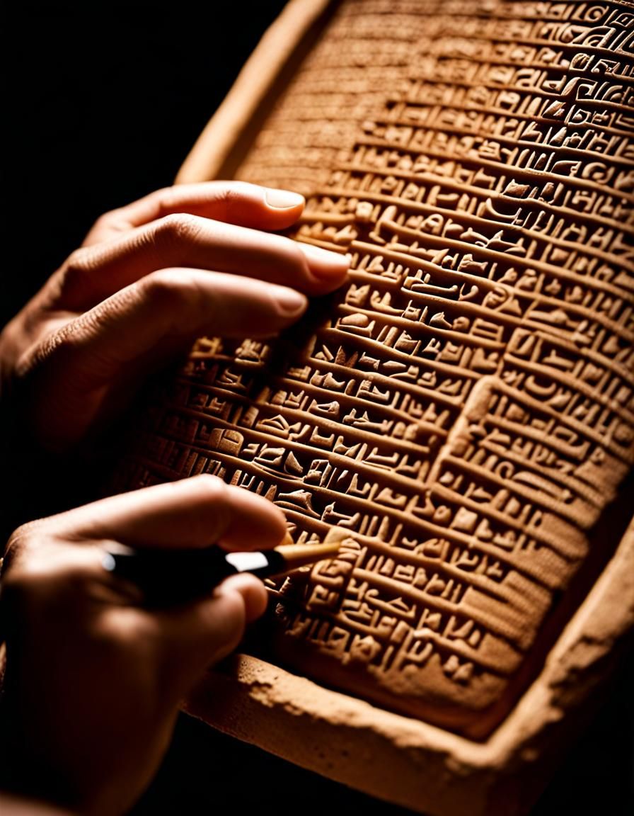 First iPad© used by a sumerian scribe in Uruk (Lower Mesopotamia) circa ...