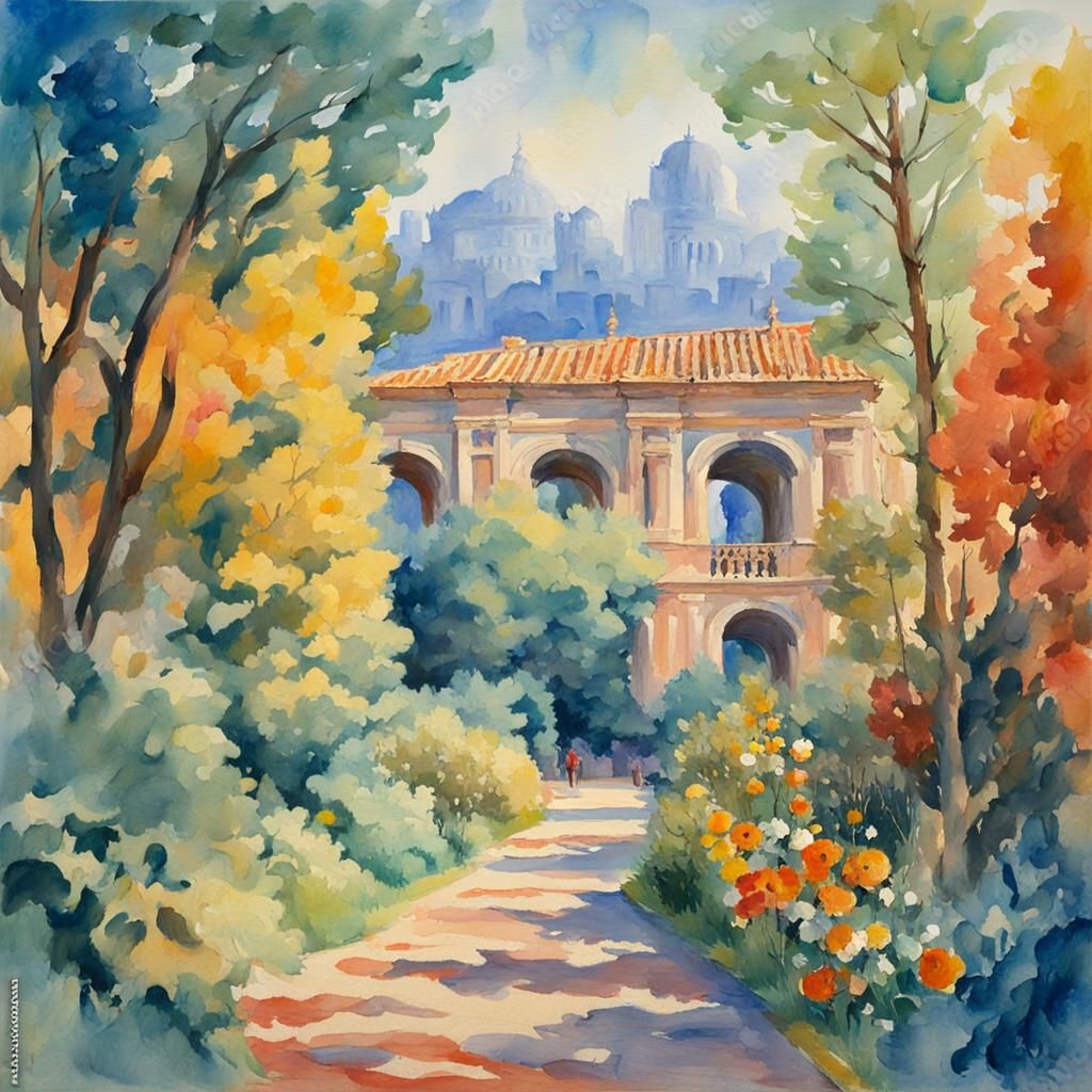 in Gouache Style, Watercolor, Museum Epic Impressionist Maximalist ...