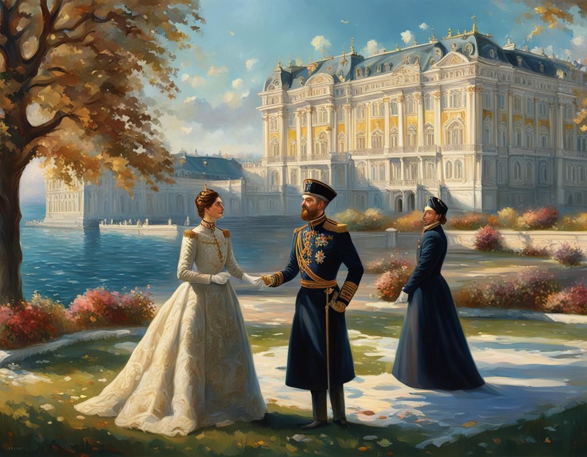 tsar-nikolai romanov garden winter-palace sunny-day sea period-time ...