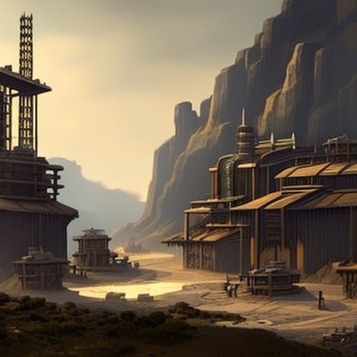 Mining town Concept art 2 - AI Generated Artwork - NightCafe Creator