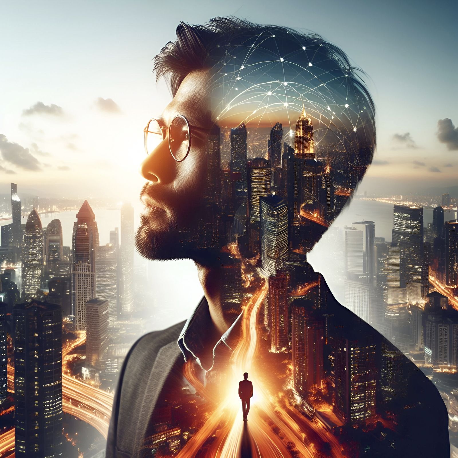 Thinking - double exposure - AI Generated Artwork - NightCafe Creator