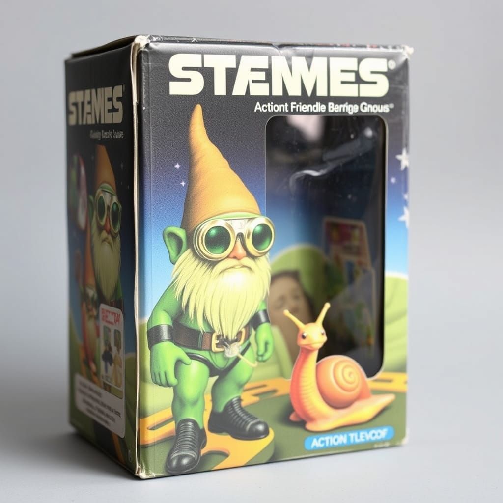 Retro Sci-Fi Alien Gnome Figure with Goggles and A... - AI Art