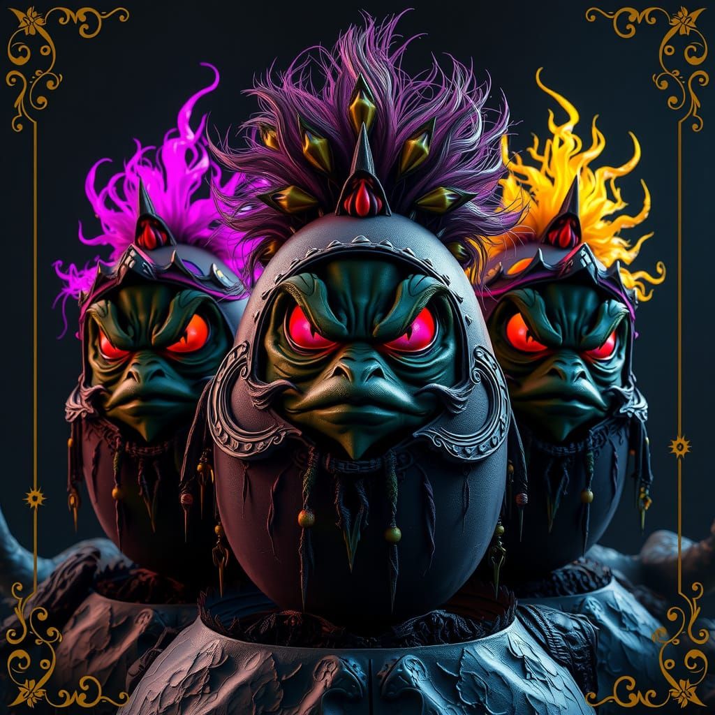 Gothic Eggs in Dark Fantasy Attire, Masterpiece Co... - AI Art