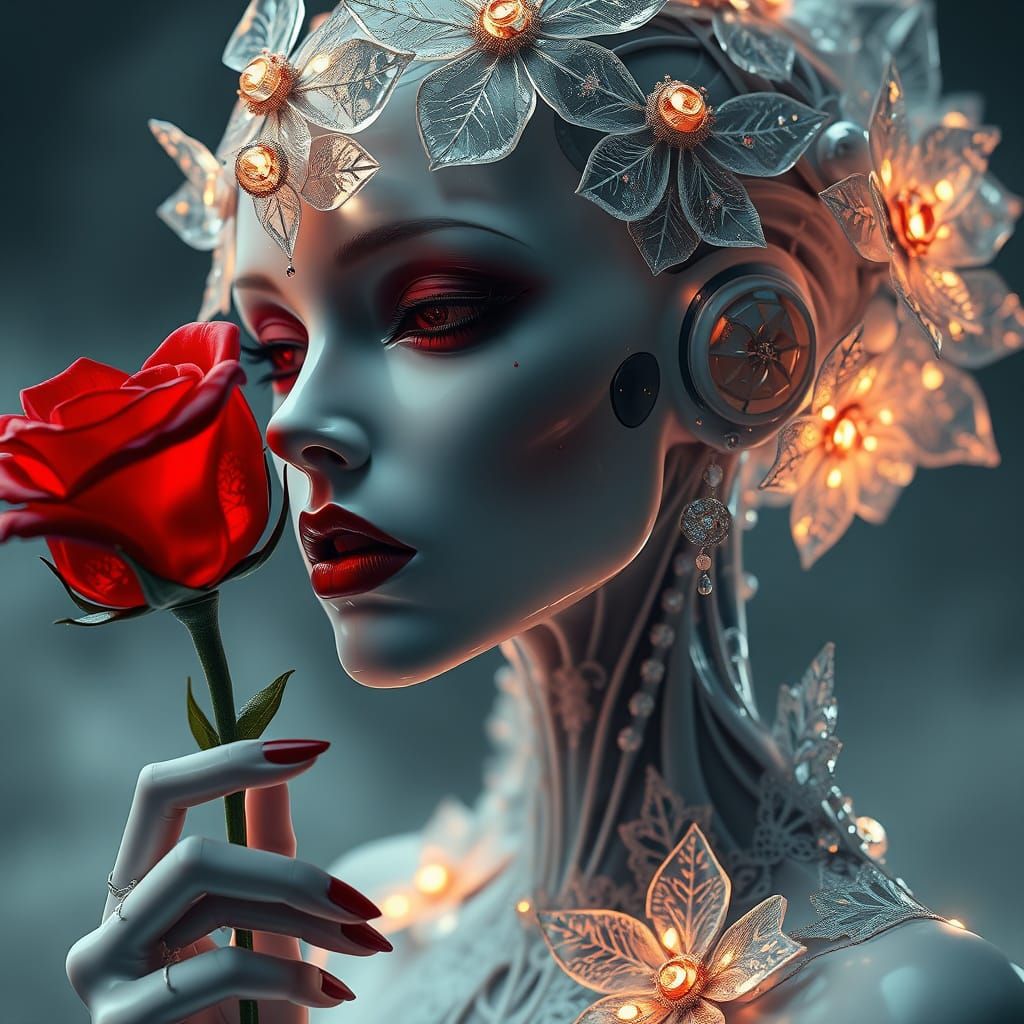 This hauntingly beautiful vampire robot hybrid portrait shines with a ...