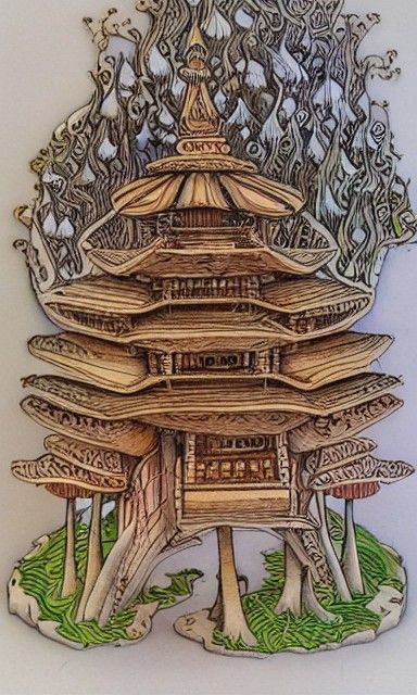 Highly detailed Pyrography of Podosurpula Miranda, barbie pagoda ...