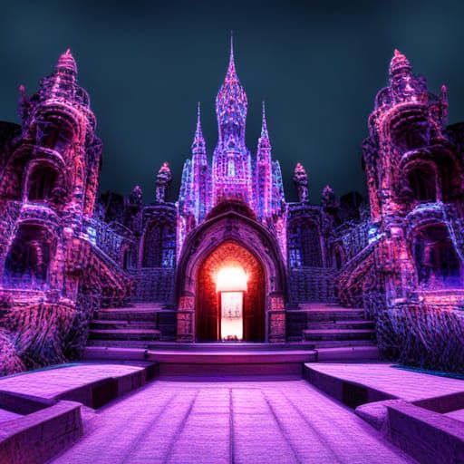 Psychedelic fantasy castle in the nigth - AI Generated Artwork ...