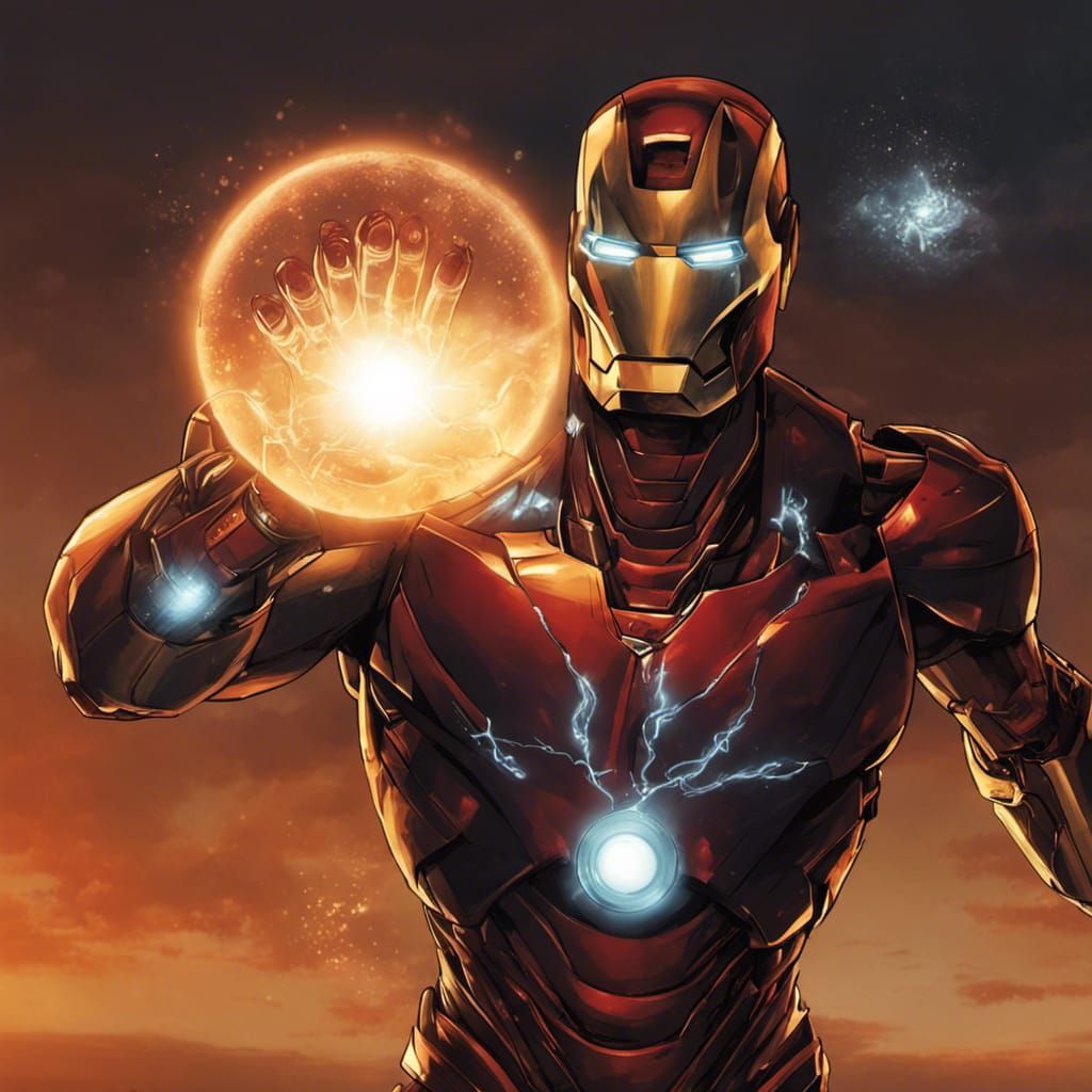 Touching the mysterious orb sent energy surging through his suit, - AI Generated Artwork ...