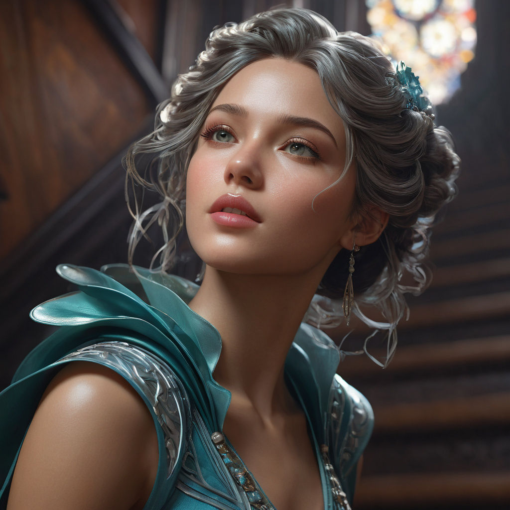 Dynamic Portrait of a Lady in Triadic Colors - AI Art