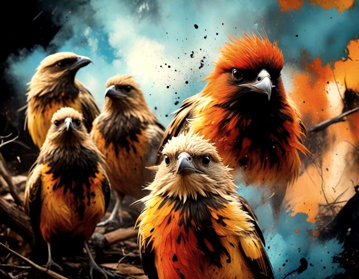 Epic Bird Flight Amidst Australian Bushfire in Vib... - AI Art