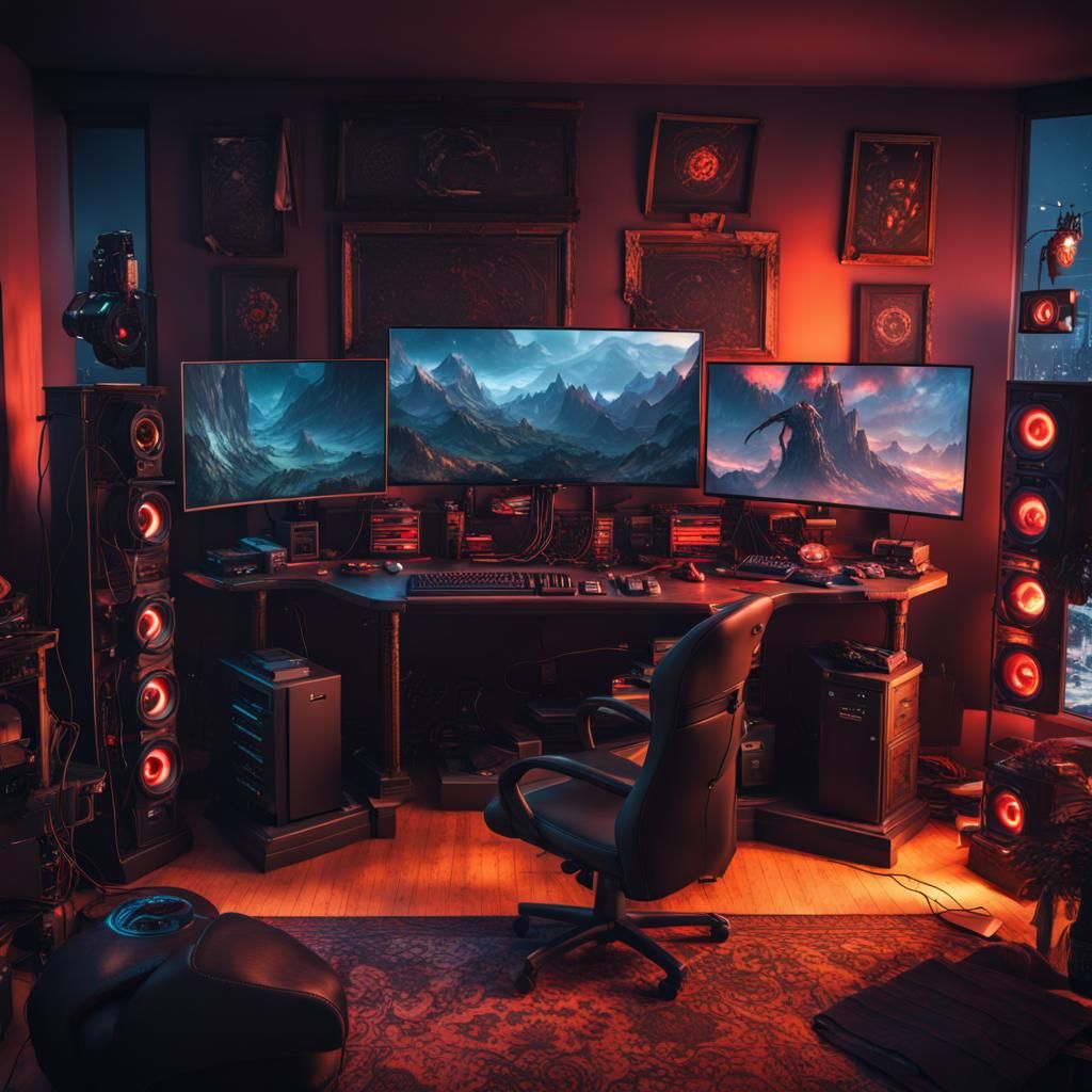 Gaming PC Setup - AI Generated Artwork - NightCafe Creator